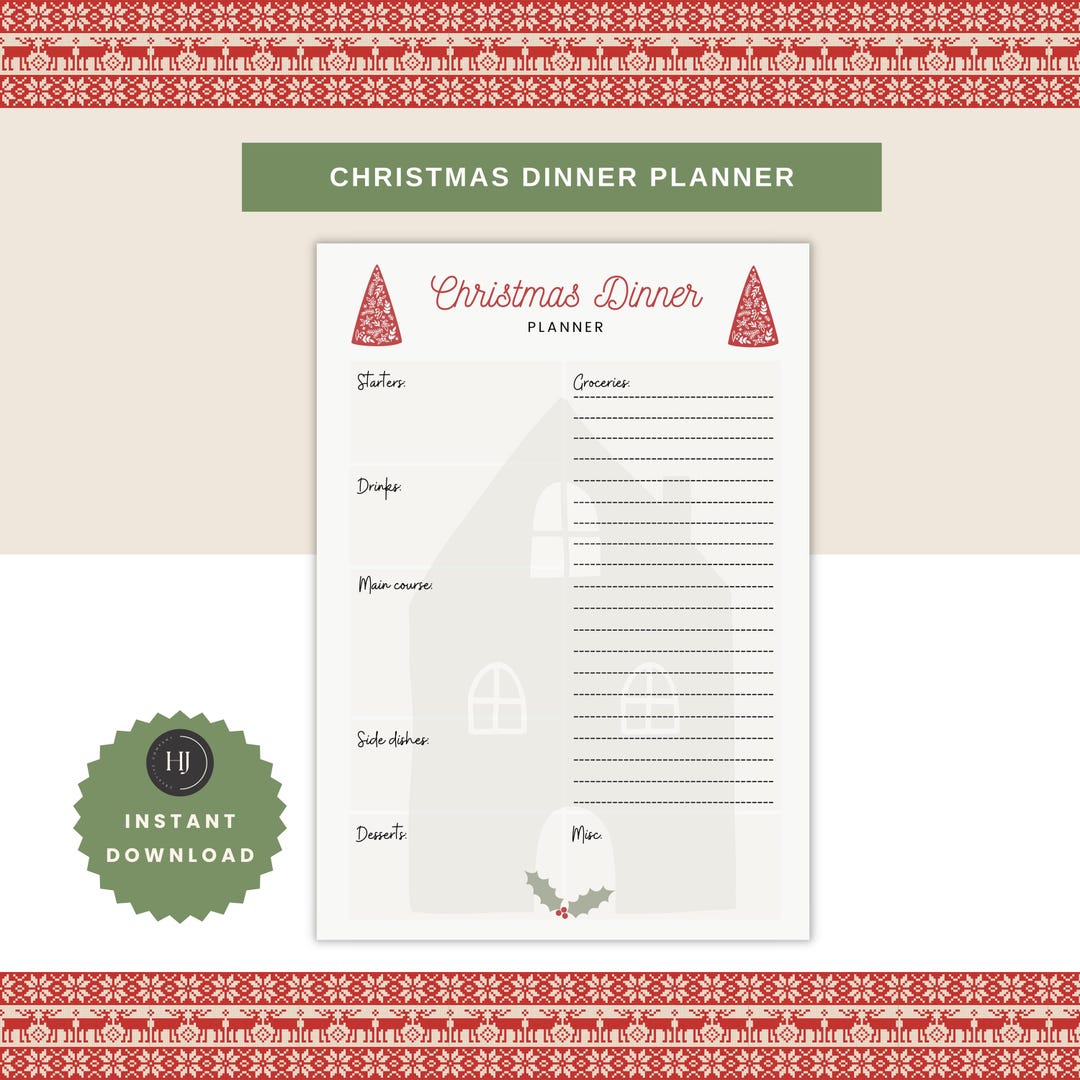 Christmas Dinner Planner Christmas Dinner List Christmas Dinner Menu ...