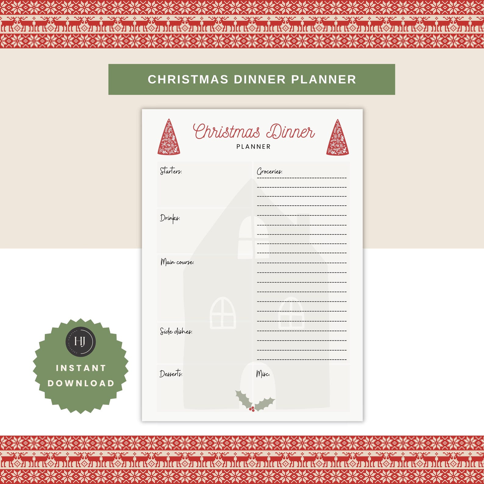 Christmas Dinner Planner Christmas Dinner List Christmas Dinner Menu ...