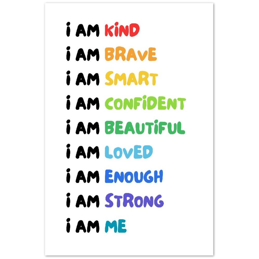 I Am Affirmations Children's Poster Print Inspiring Bedroom Nursery ...
