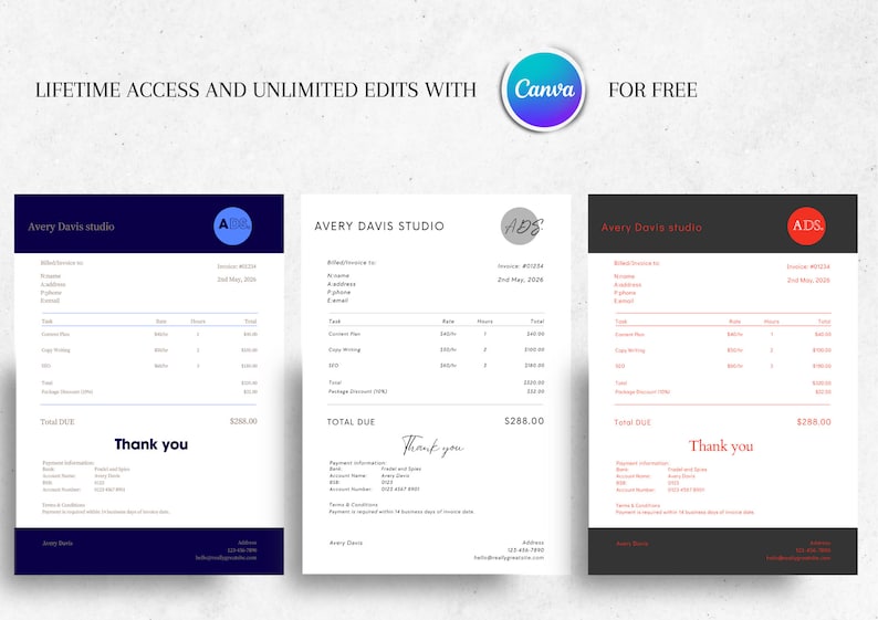 Editable Invoice Template - Canva, Minimalist Business Invoice ...
