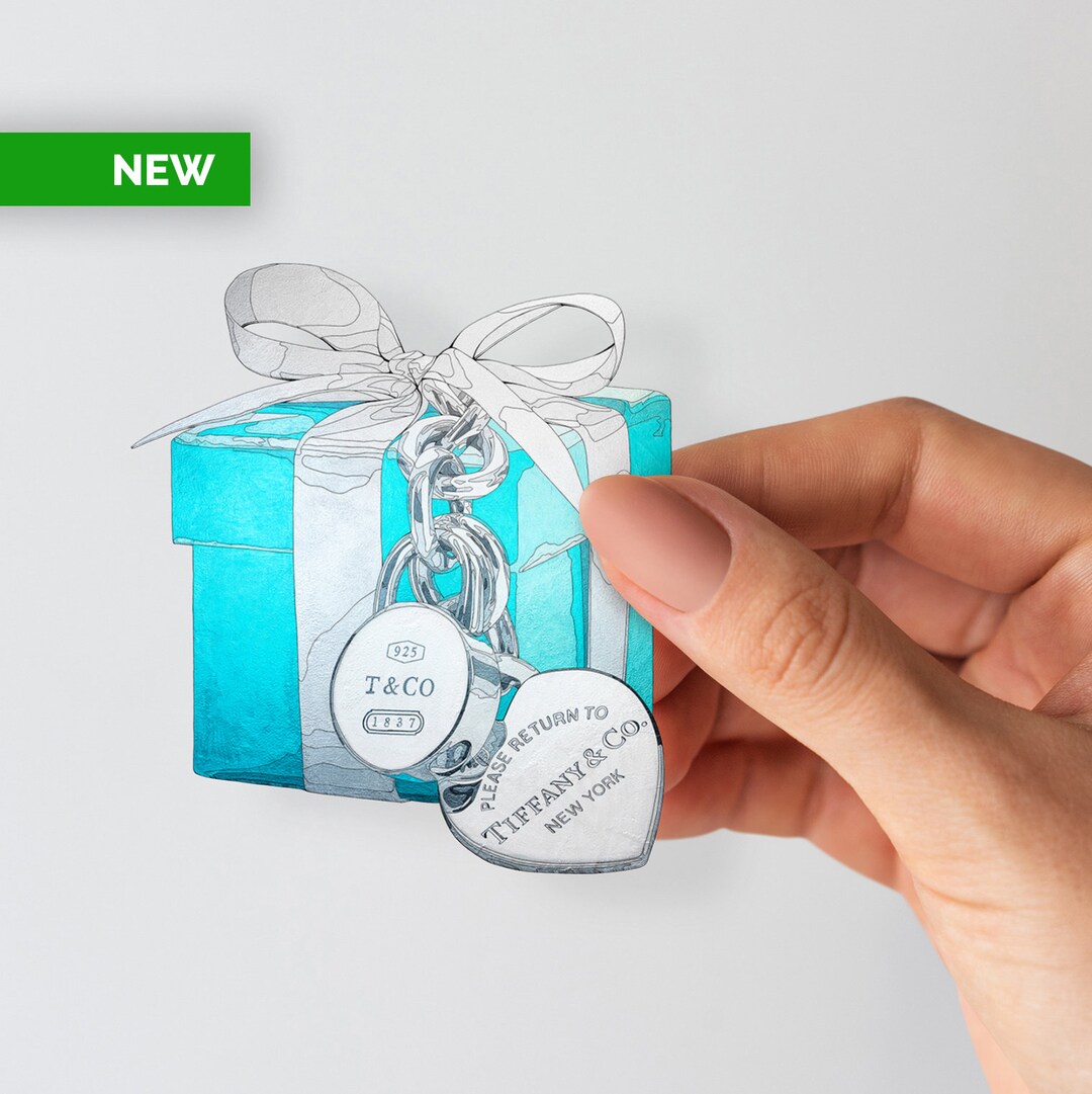 Tiffany Blue Box White Satin Bow Sticker Bride Wedding Journal Stickers ...