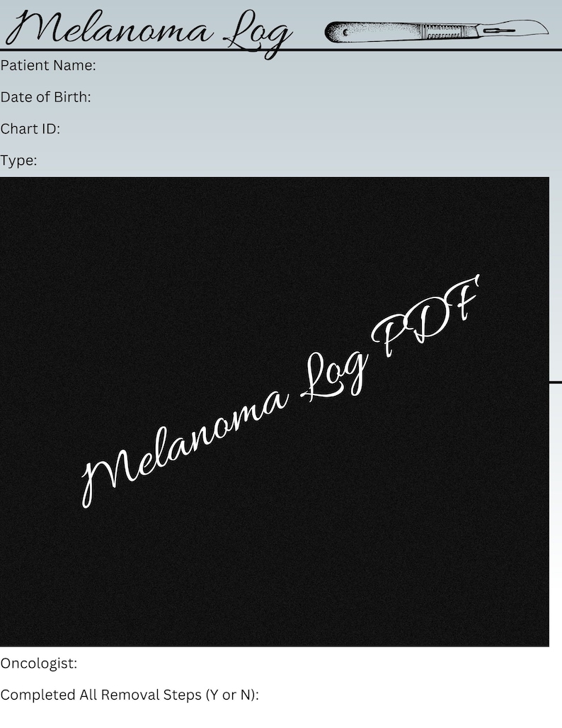 Dermatology Melanoma, Skin Cancer, Biopsy Log Tracker Digital Download ...
