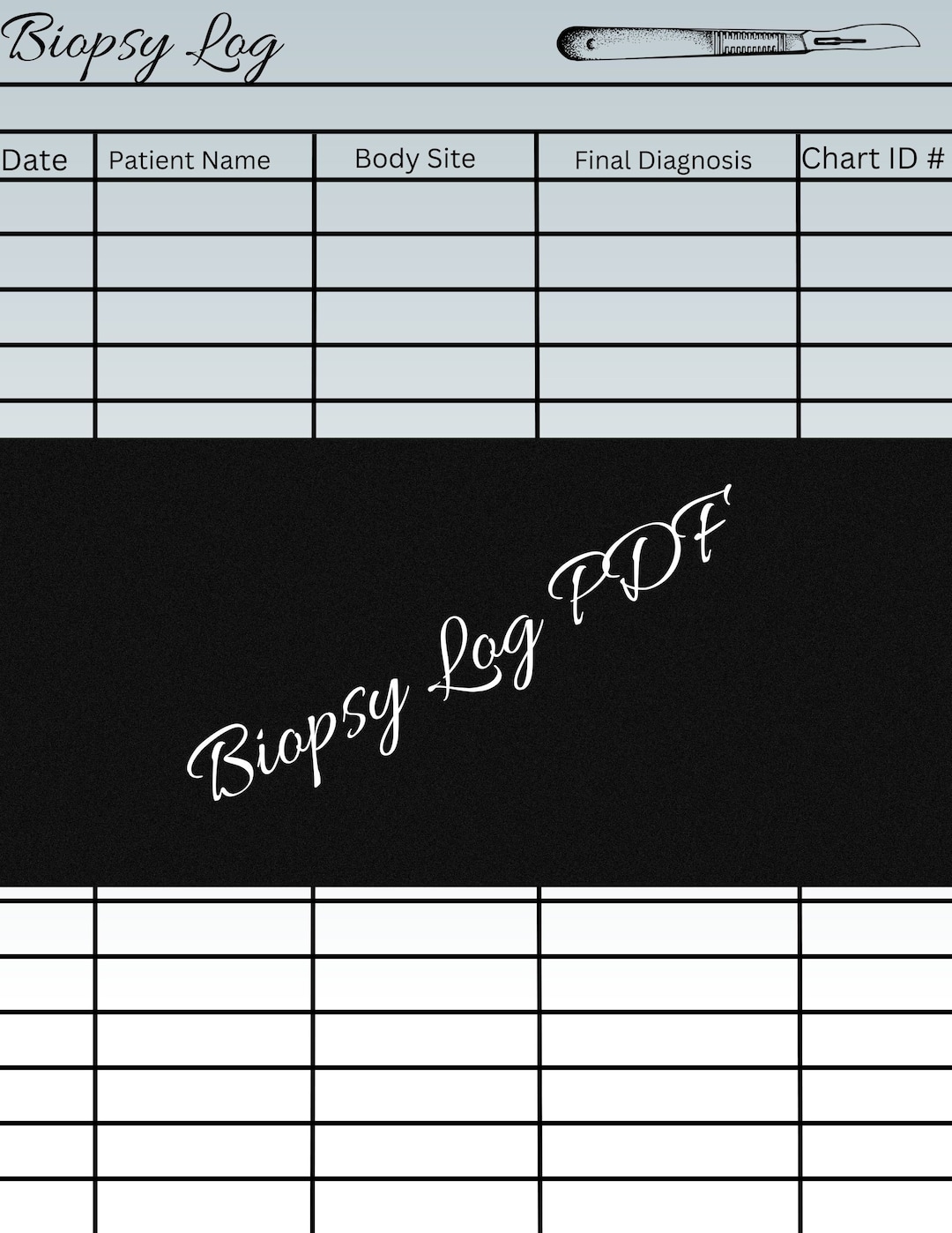 Dermatology Melanoma, Skin Cancer, Biopsy Log Tracker Digital Download ...