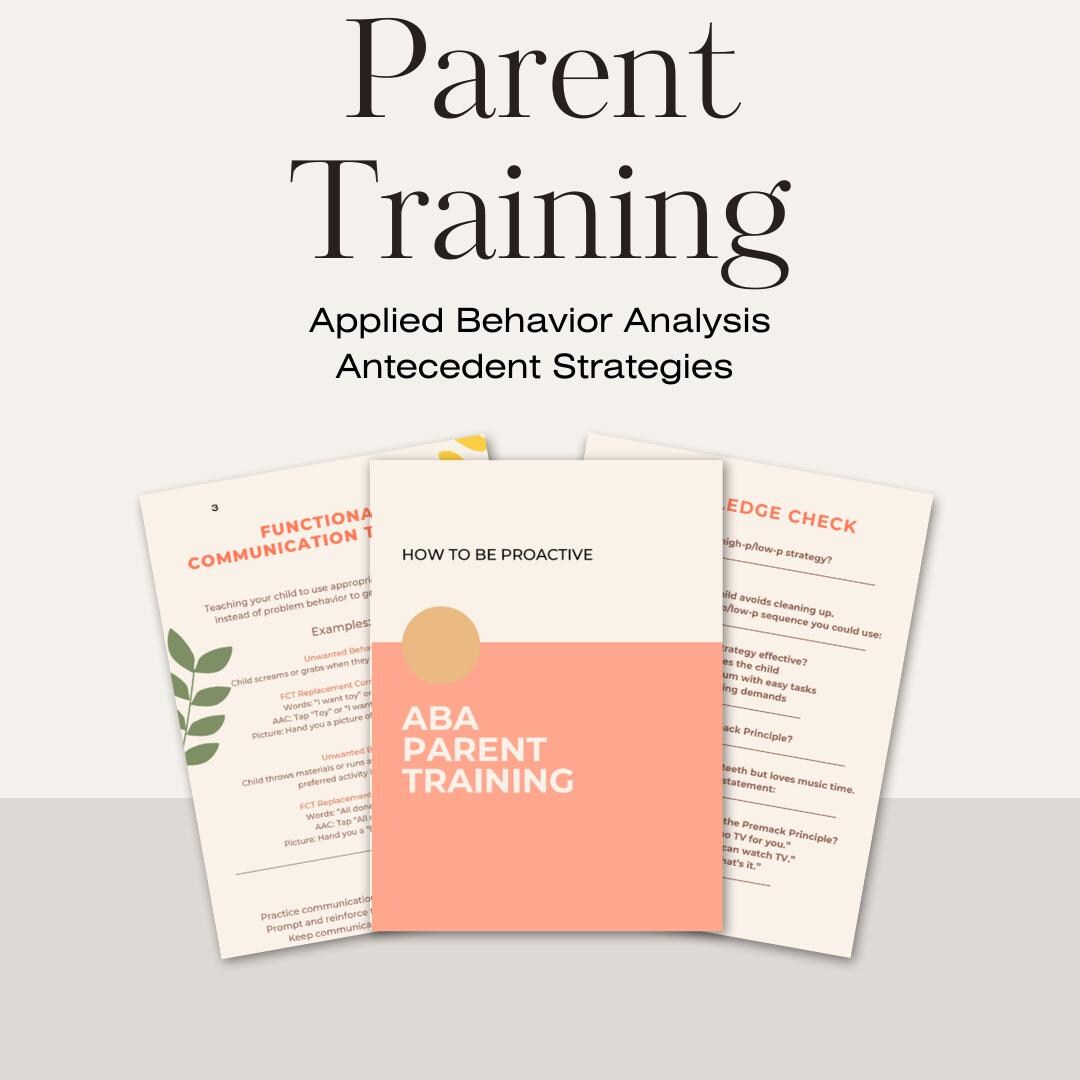 ABA Parent Training Packet - Antecedent Strategies - Etsy