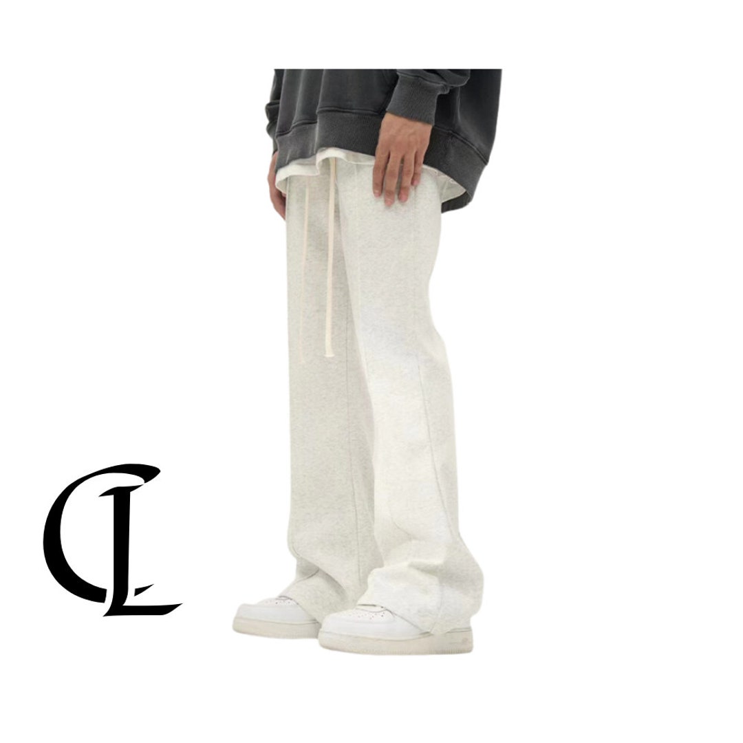 Stacked Cotton Sweatpants Men Solid Sweatpants Wide Leg - Etsy