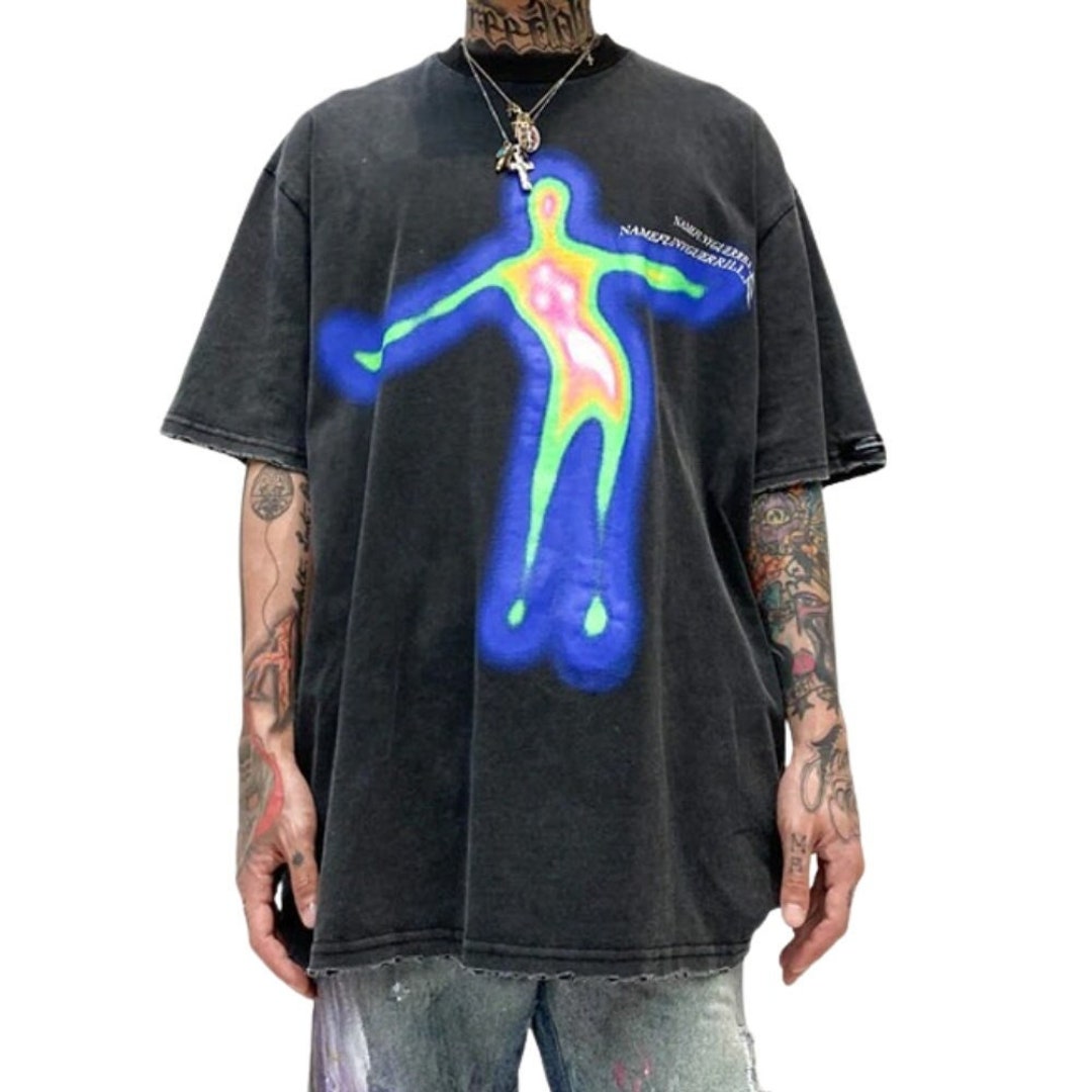 Alien Graphic Streetwear Shirt Black Print Shirt Top Y2k - Etsy