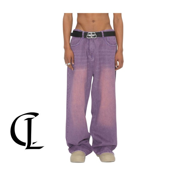 Purple Stacked Jeans - Etsy