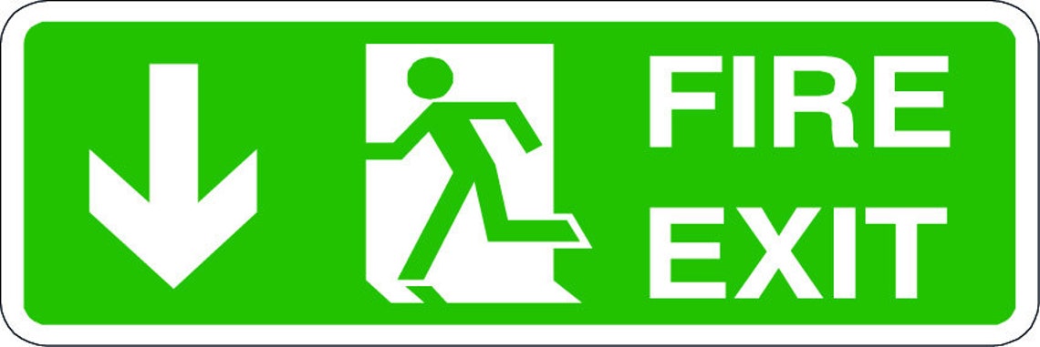 Down Arrow Green Fire Exit Signage Acrylic Vinyl Sign Sticker Safety - Etsy