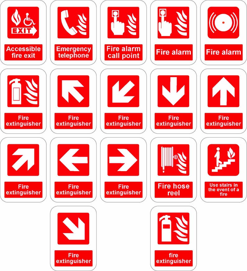 Fire Extinguisher Red Fire Equipment Signage Acrylic or Vinyl Sign ...