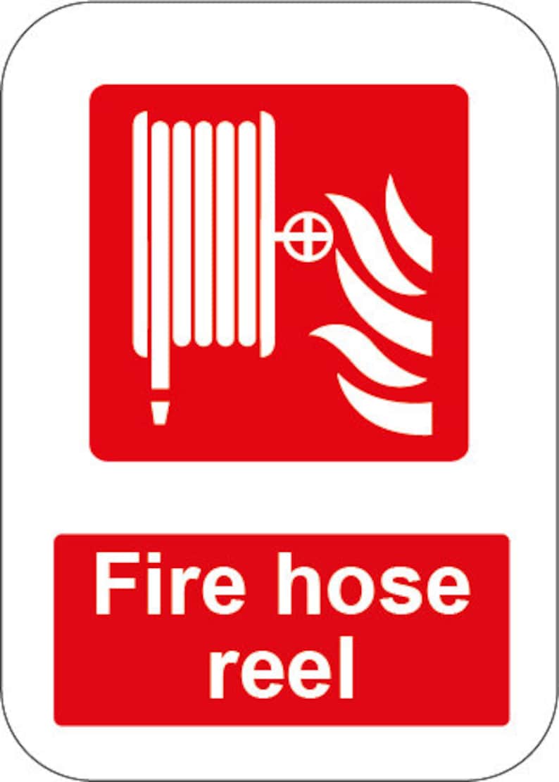 Fire Hose Reel Red Fire Equipment Signage Acrylic or Vinyl Sign Sticker ...