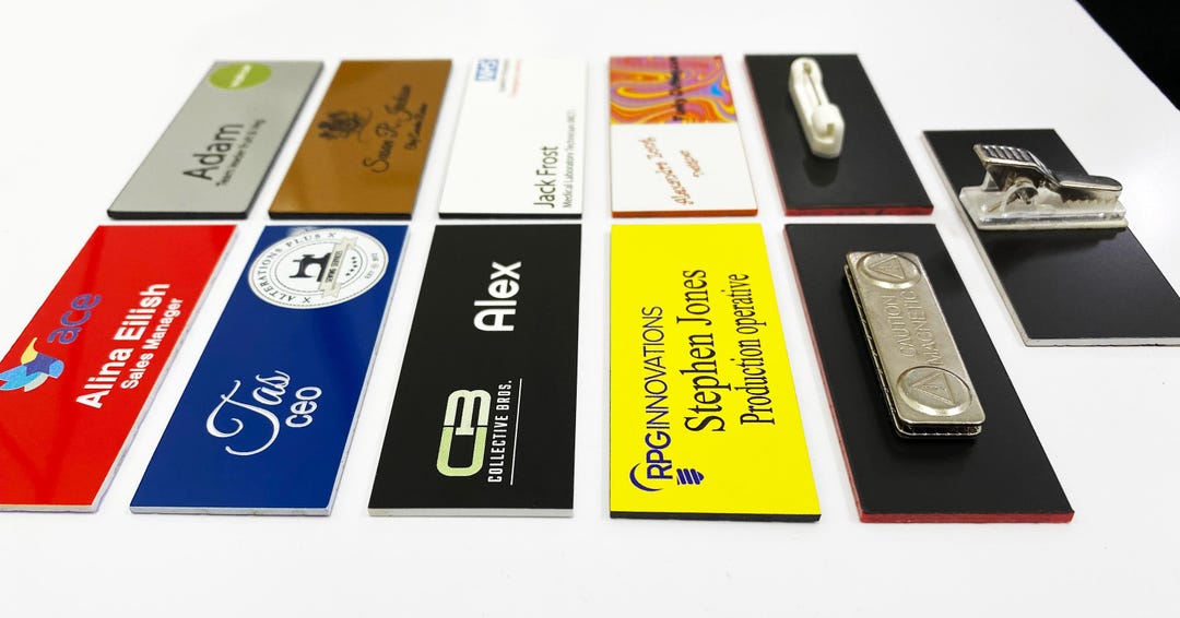 Printed Staff ID Name Badges Corporate Personalised Named Badge ...