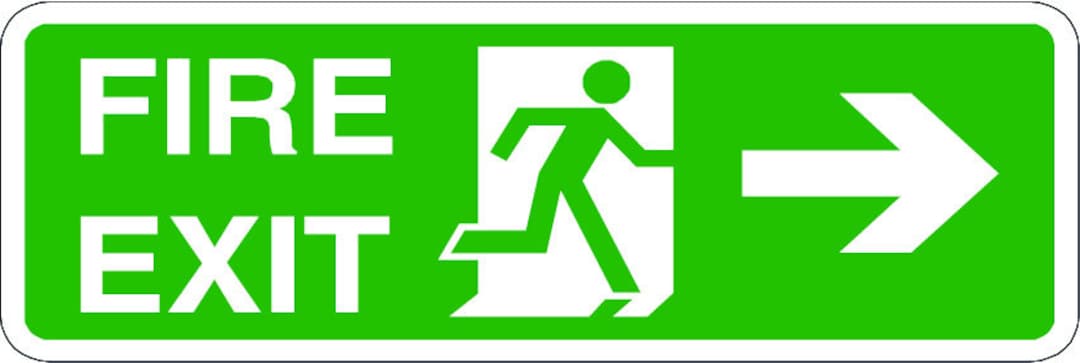 Right Arrow Green Fire Exit Signage Acrylic Vinyl Sign Sticker Safety ...