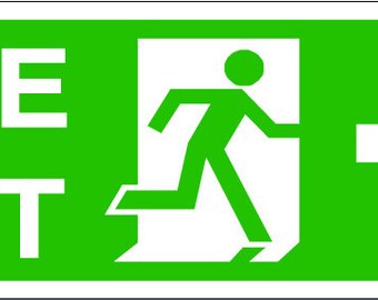 Facing Right Green Fire Exit Signage Acrylic Vinyl Sign Sticker Safety ...
