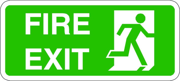 Facing Right Green Fire Exit Signage Acrylic Vinyl Sign Sticker Safety ...