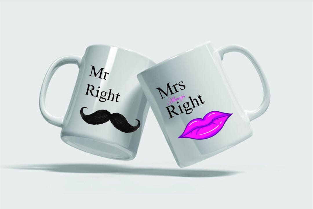 Retro Mr Right & Mrs Always Right Mug Set: Matching Couple Mugs - Etsy