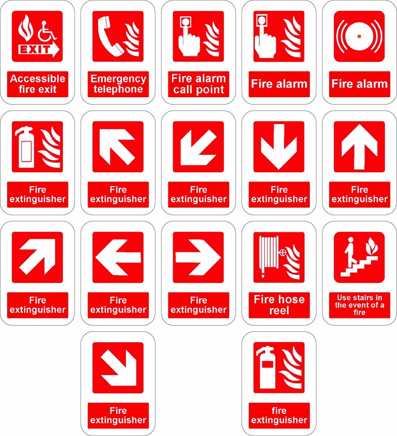 Fire Hose Reel Red Fire Equipment Signage Acrylic or Vinyl Sign Sticker ...