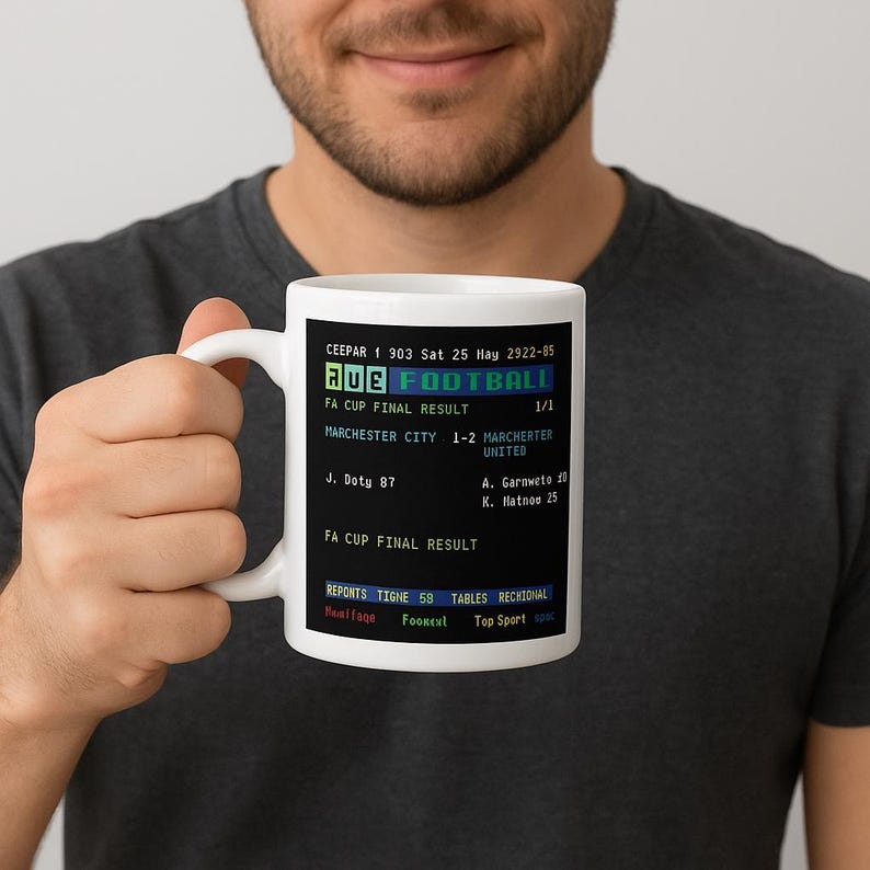 ANY GAME PERSONALISED Custom Ceefax Football Fan Teletext Tea Coffee ...