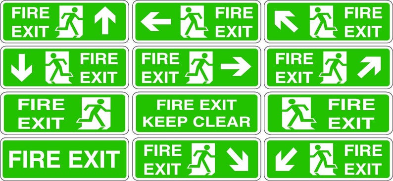 Green Fire Exit Sign: Acrylic or Vinyl Safety Sticker - Etsy