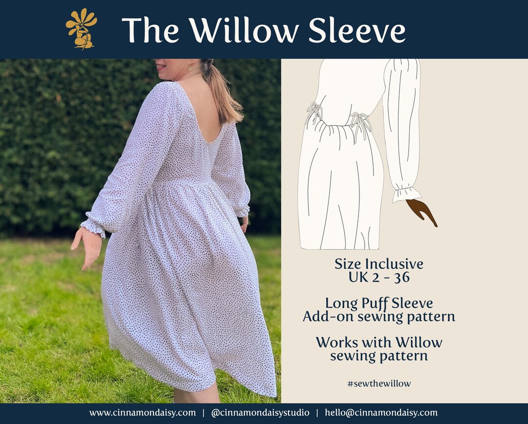 Willow Sleeve (DIGITAL) PDF Sleeve Sewing Pattern Add-on ~ Size ...