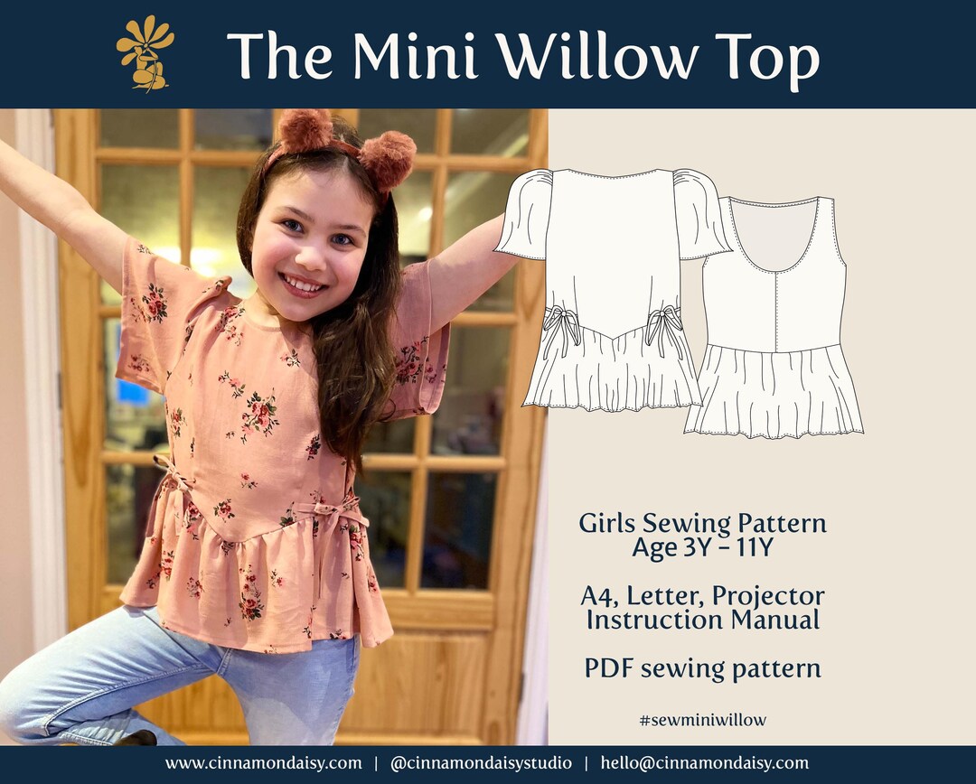 Mini Willow Girls Blouse Sewing Pattern: Beginner Friendly (PDF) - Etsy