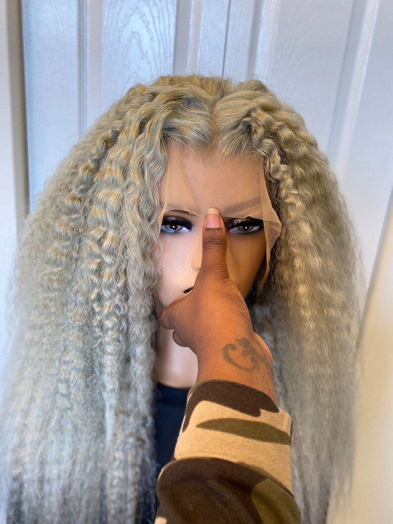 Platinum Blonde Human Hair Wig Custom Made Kinky Straight Hair - Etsy