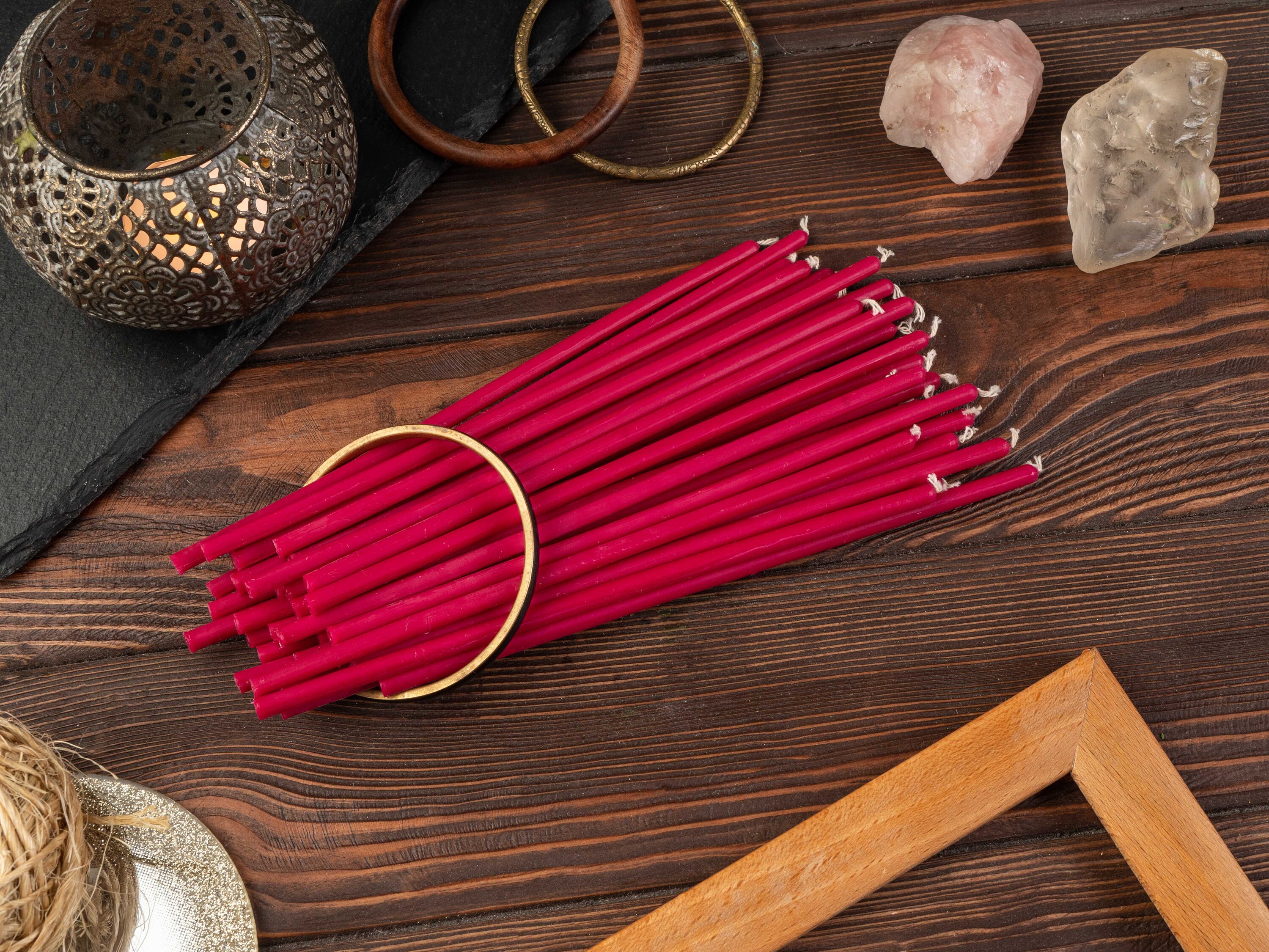 Set of 10-100 Pc. Pink Thin Taper 18x05 Cm Pure Honey Beeswax - Etsy