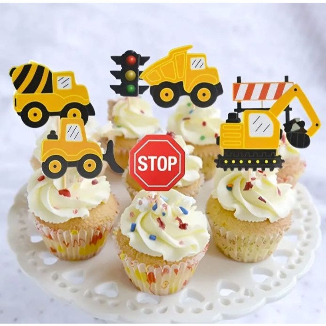 Construction-themed Party Engineering Car Cake Decorations - Perfect ...