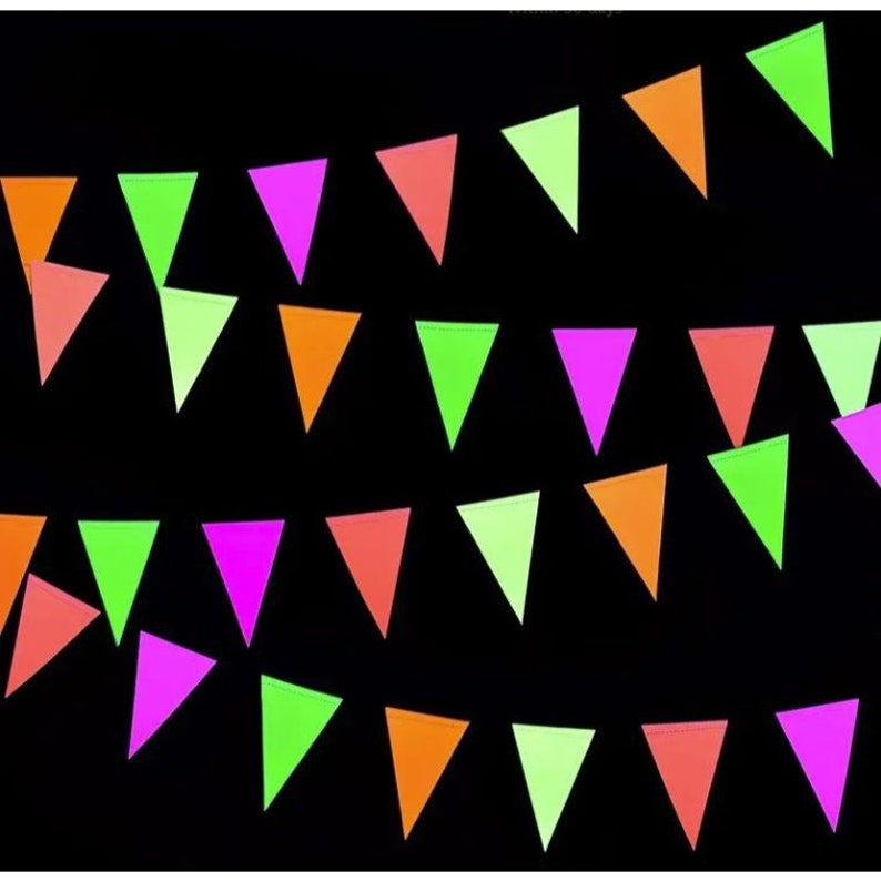 Multi Circle Neon Pull Flag, Party Decoration, UV Purple Light ...
