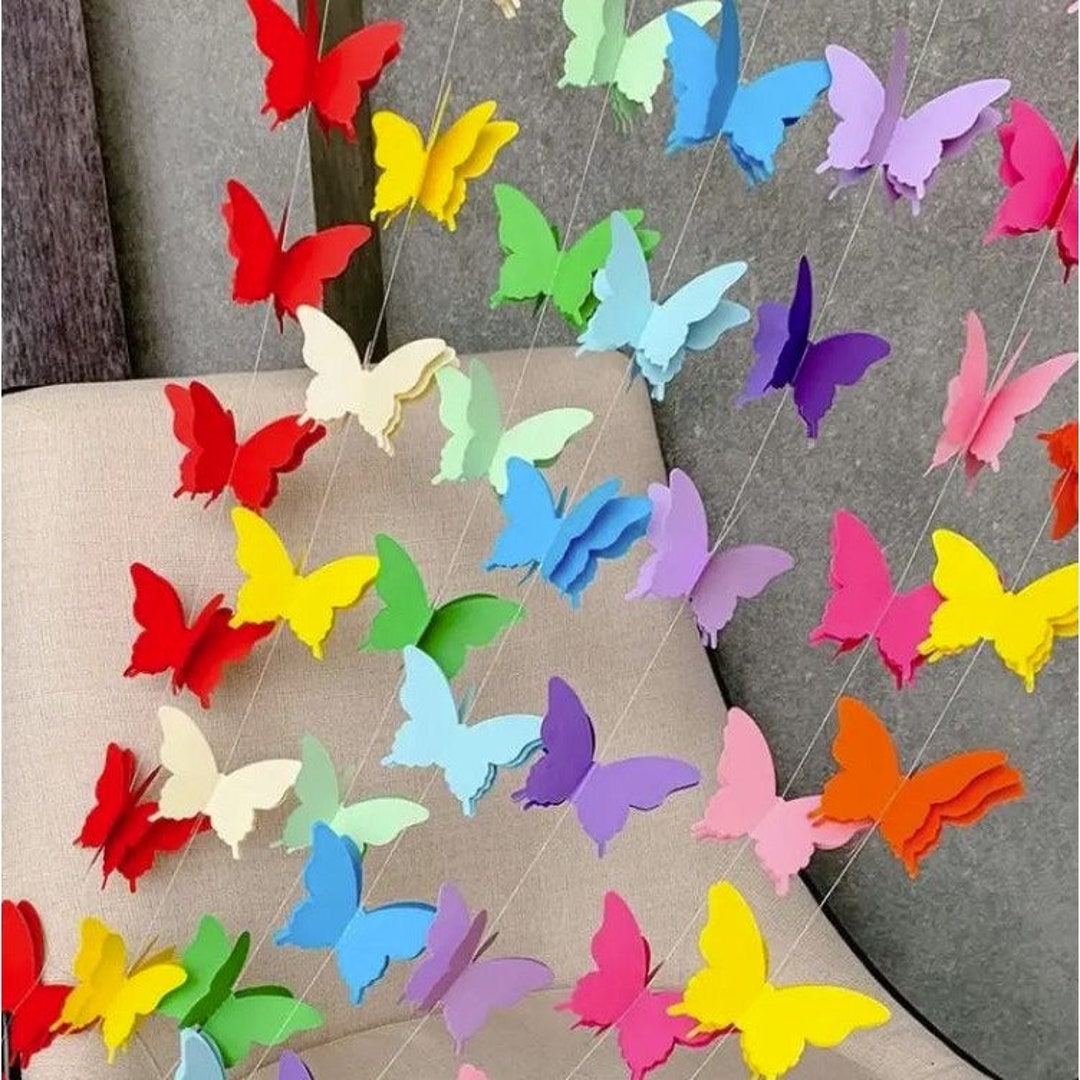 3D Paper Butterfly Garland: DIY Wedding, Party, and Birthday Hanging ...