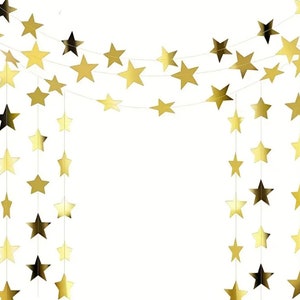 Sparkling Star Banner Decoration, Bright Golden Stars Hanging Banners ...