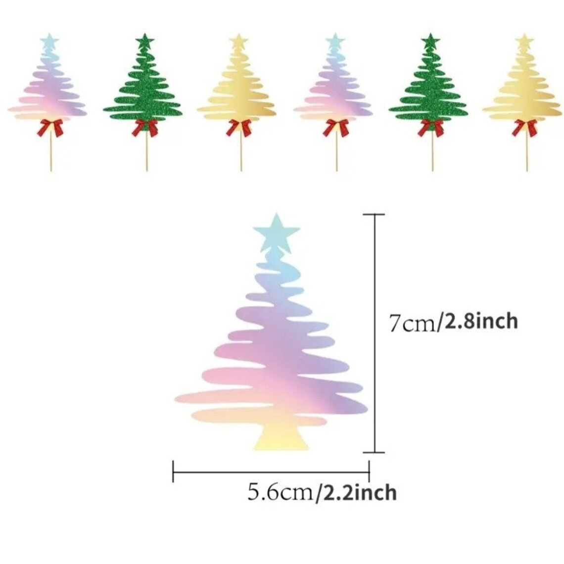Christmas Tree Delights: 6pcs Cake Decorations for the Holidays" - Etsy