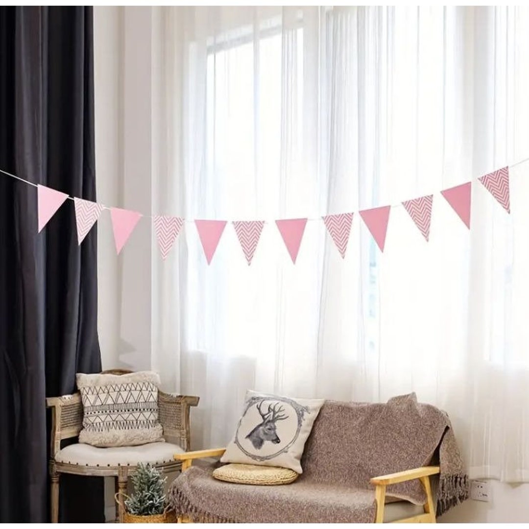 Pink Party Decoration Pull Flag: Birthday Banner for Home Events ...