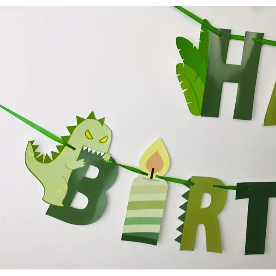 Dinosaur Happy Birthday Bunting: Forest Party Decor - Etsy