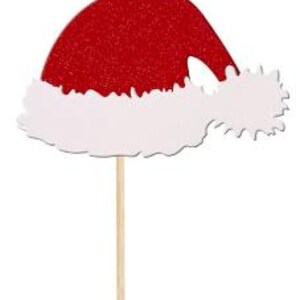 Christmas Hat Cupcake Toppers - Glitter Deer, Elf, Santa Hat Picks ...