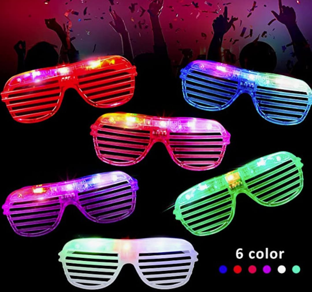 Neon Glow Glasses Set, LED Glow Glasses Set Includes 6 Neon Colors (red ...