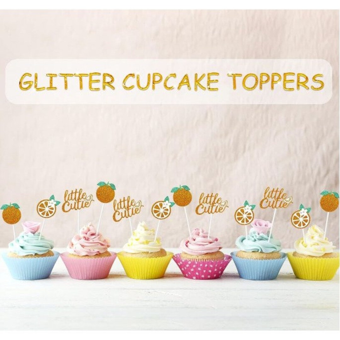 Little Cutie Glitter Cupcake Toppers: Sweet Decorations - Etsy