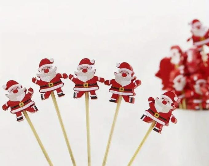 Christmas Glitter Cake Toppers - Santa Claus Hat & Insert Card ...