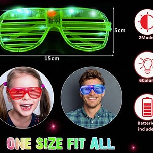 Neon Glow Glasses Set, LED Glow Glasses Set Includes 6 Neon Colors (red ...