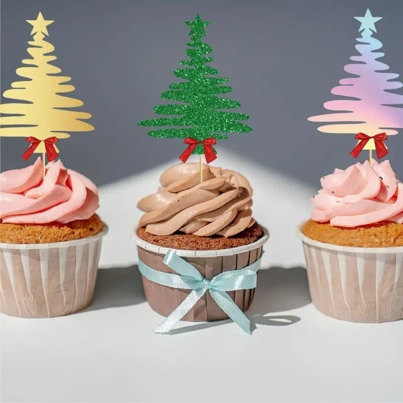 Christmas Tree Delights: 6pcs Cake Decorations for the Holidays" - Etsy
