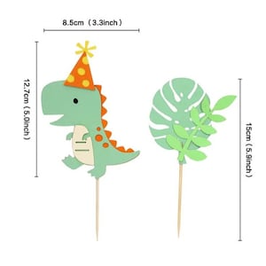 Green Dinosaur Delight: 4pcs Dino & Leaf Cake Topper! - Etsy