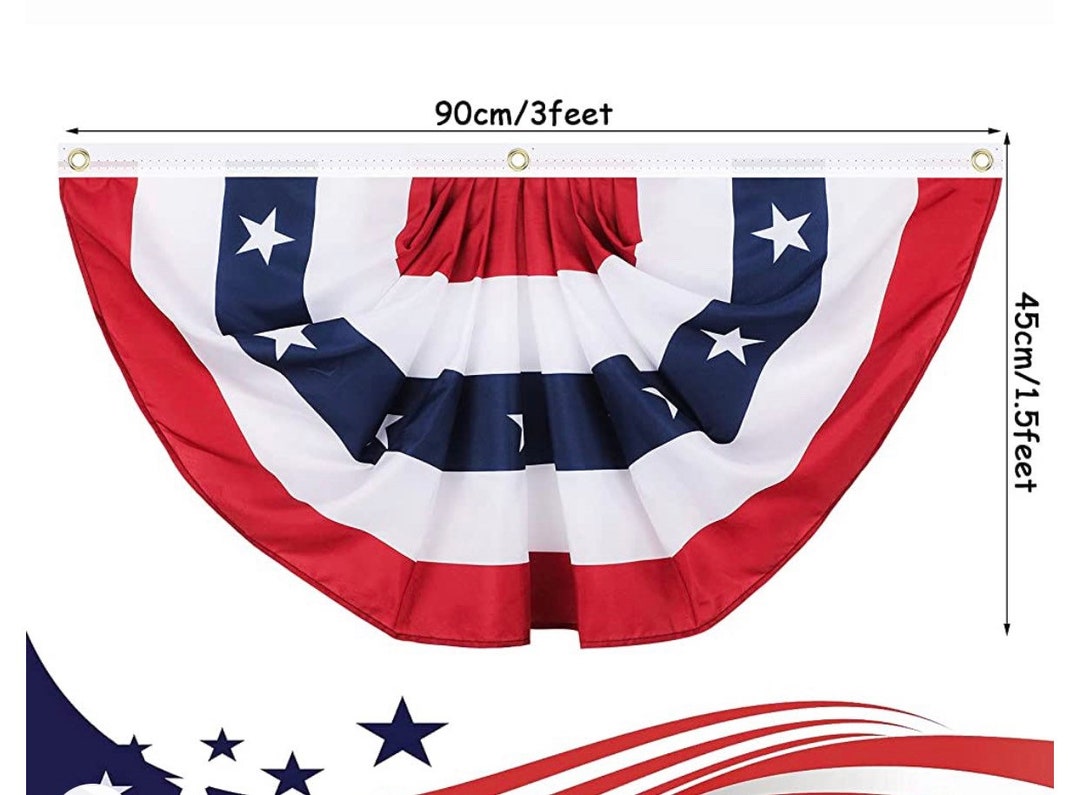 USA Patriotic Pleated Fan Flag, 1.5' X 3'. Labor Day & Fourth of July ...