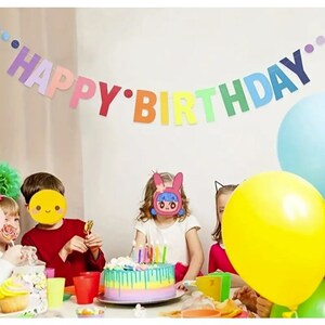 Rainbow Cardboard Happy Birthday Banner, Gradient Color Birthday Letter ...