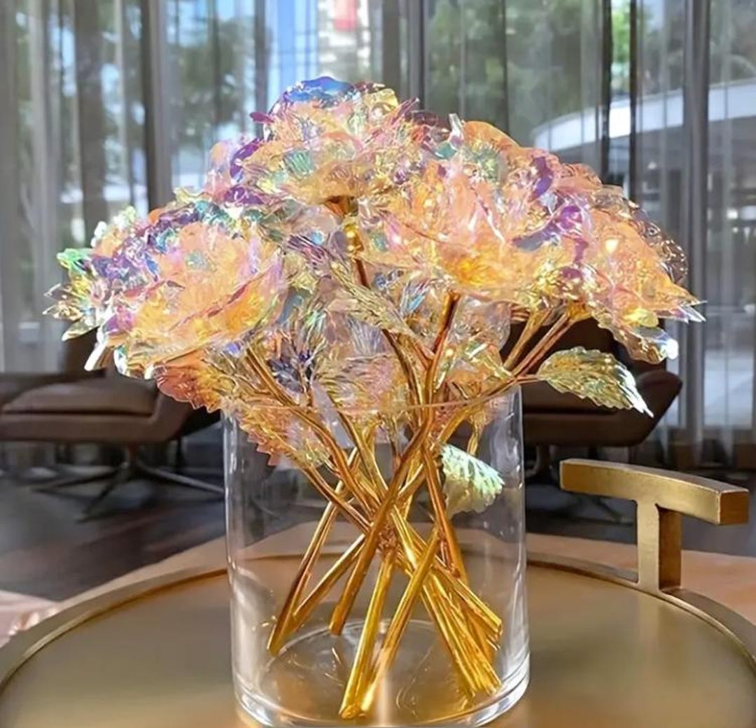 Golden Crystal Artificial Roses | Perfect for Christmas, Weddings ...