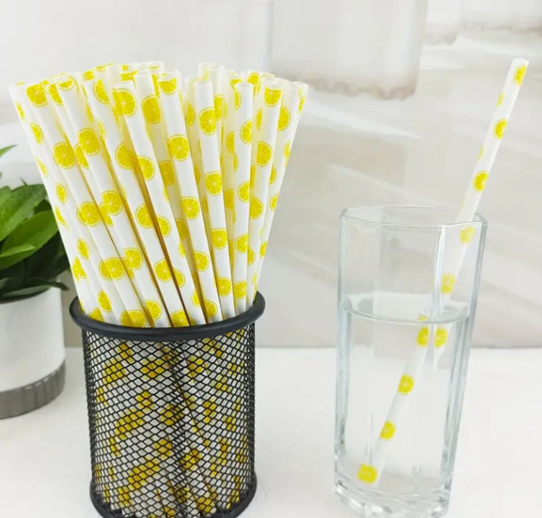 Our Lemon Designed Paper Straws That Are Great for Summer BBQ, Pool ...