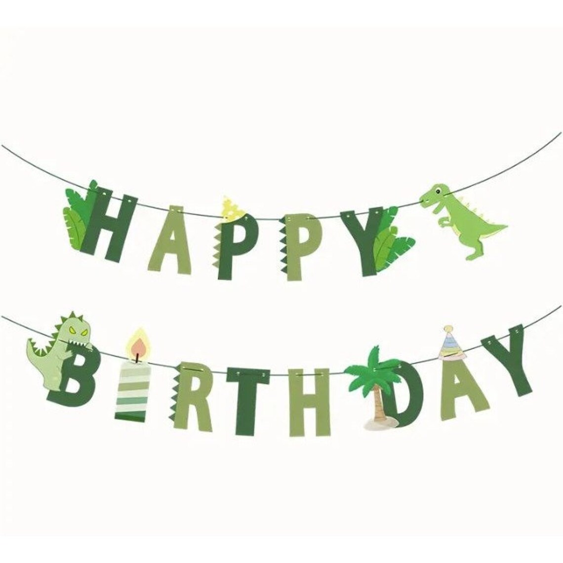 Dinosaur Happy Birthday Bunting: Forest Party Decor - Etsy