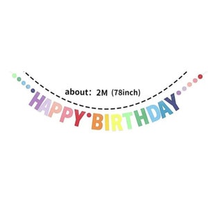 Rainbow Cardboard Happy Birthday Banner, Gradient Color Birthday Letter ...