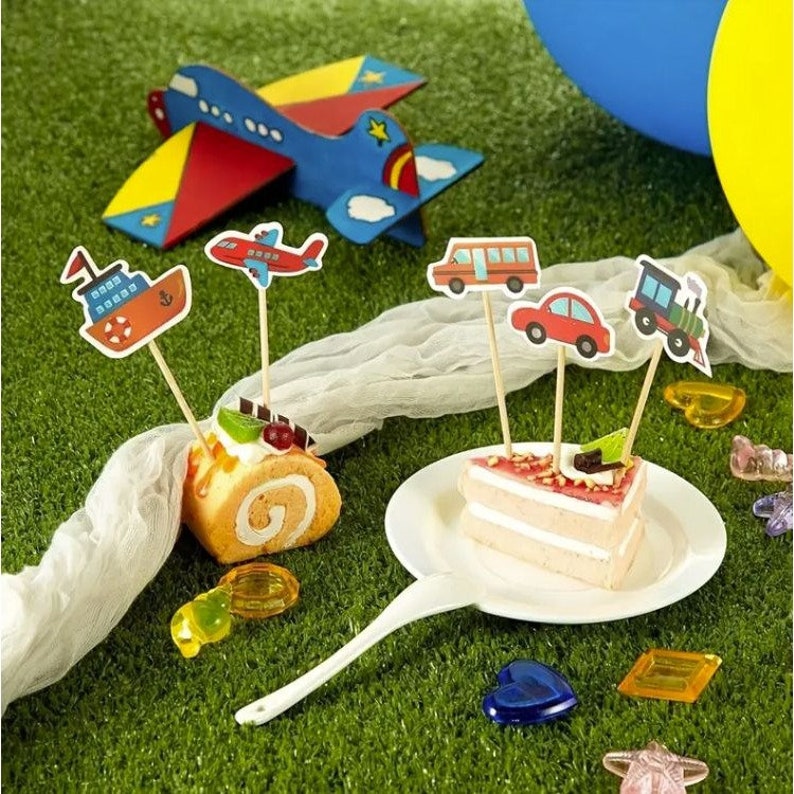 Whimsical Wheels: 5-piece Cartoon Car Cake Topper Set - Etsy