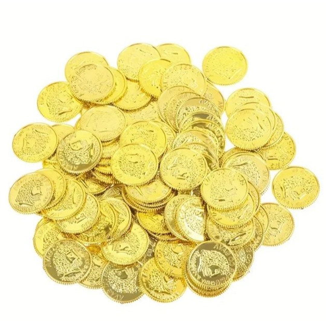 Shine Like a Pirate: 25pcs Golden Plastic Party Coins for Fun Games - Etsy