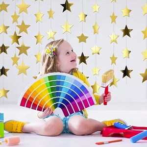 Sparkling Star Banner Decoration, Bright Golden Stars Hanging Banners ...