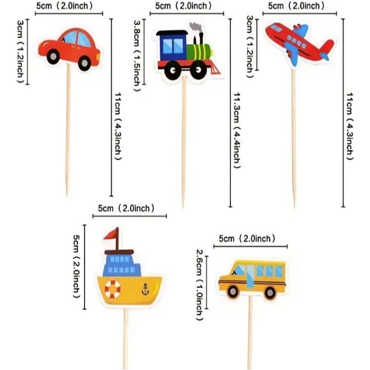 Whimsical Wheels: 5-piece Cartoon Car Cake Topper Set - Etsy
